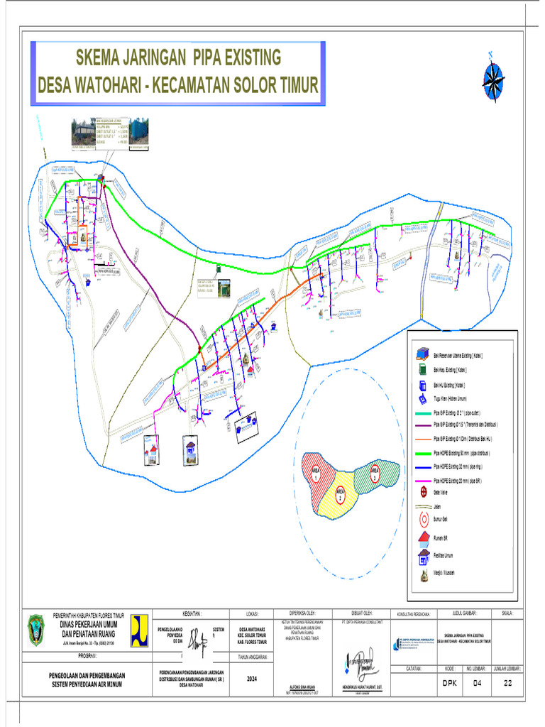 Skema Jaringan Pipa Existing Desa Watohari - Kecamatan Solor Timur | PDF