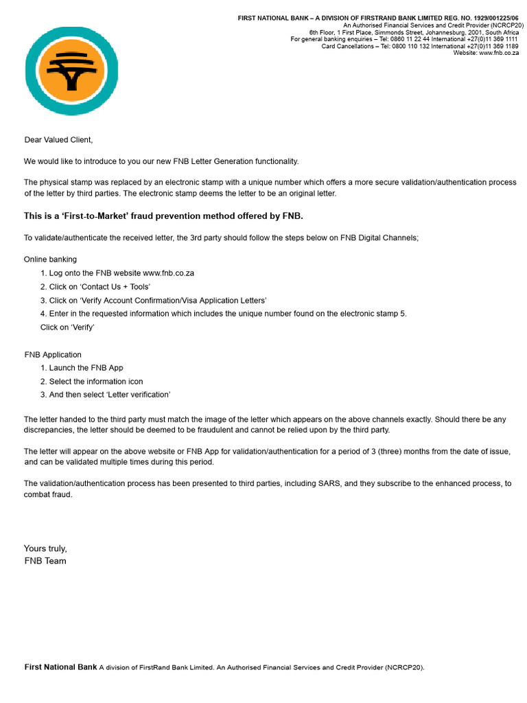 Account Confirmation Letter | PDF | Authentication | Visa Inc.