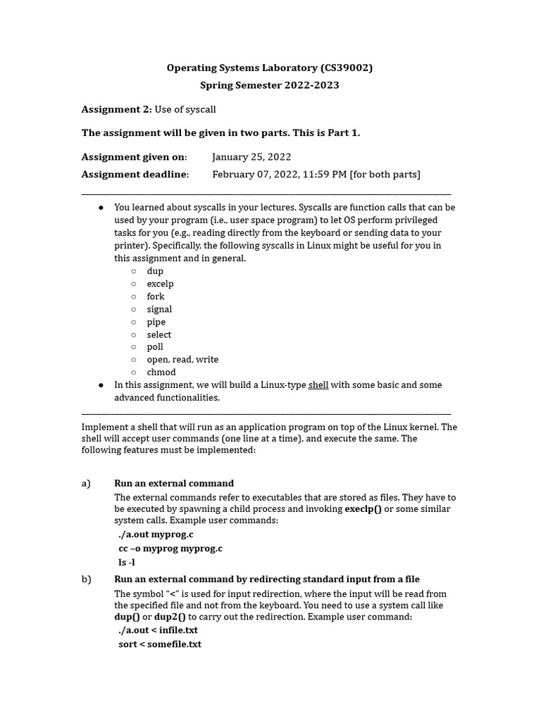 OSlab Asgn2 Shell Design 2023 | PDF | Computing | Computer Architecture