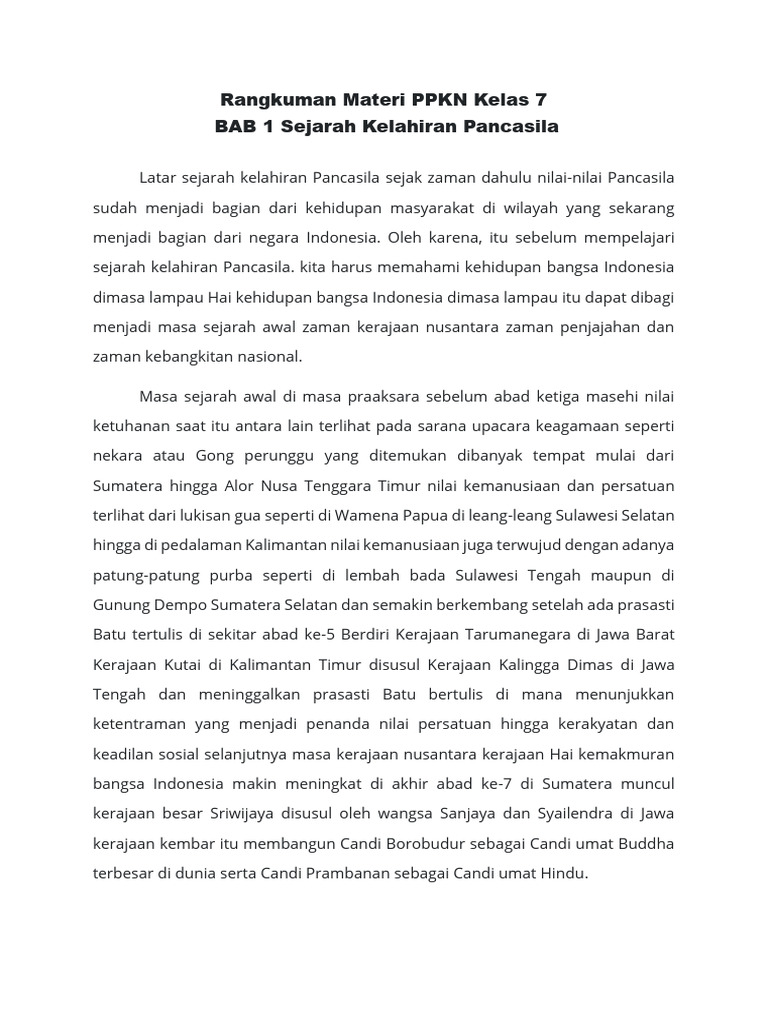 Rangkuman Materi PPKN Kelas 7 | PDF