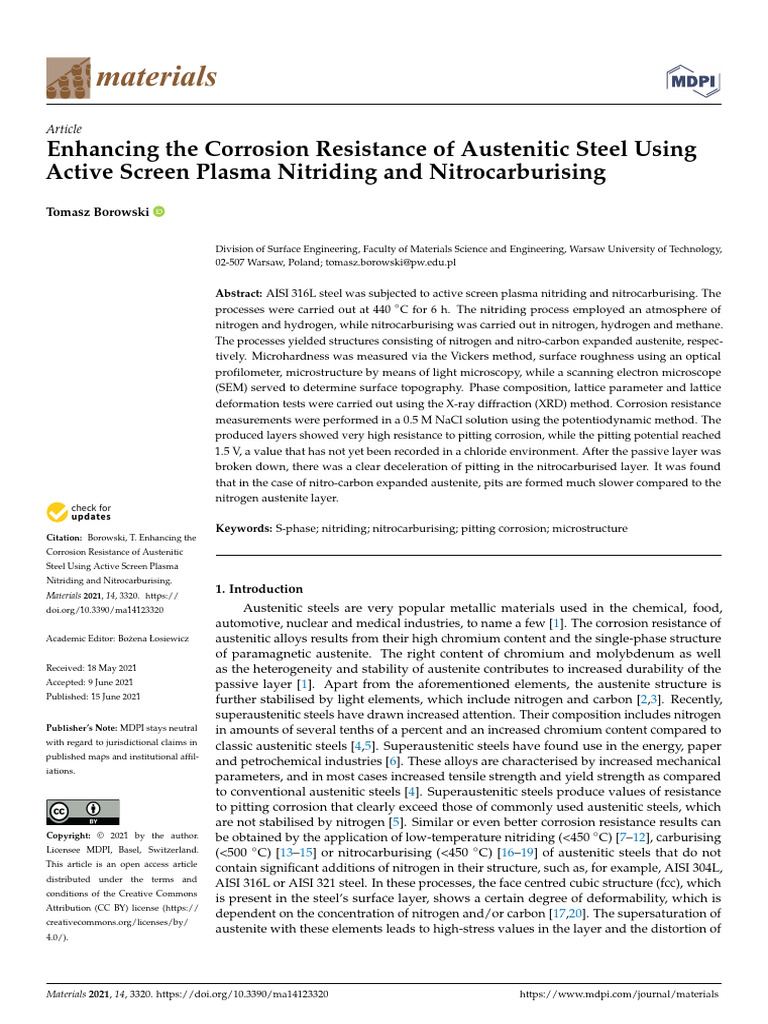 Enhancing The Corrosion Resistance of Austenitic Steel Using ACTIVE ...