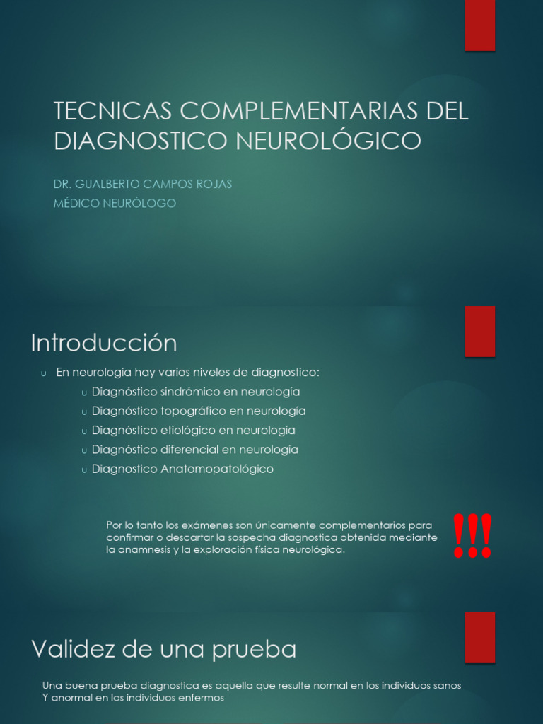 Tecnicas Complementarias Del Diagnostico Neurológico | PDF | Diagnostico medico | Fluido ...
