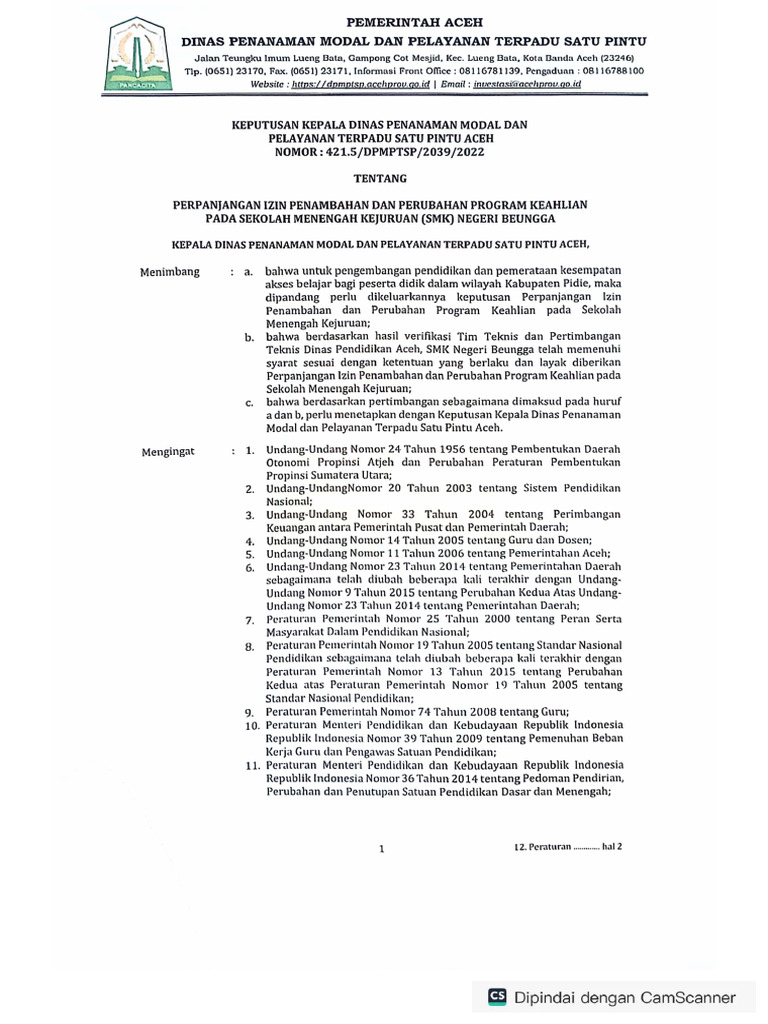 Izin Operasional ATPH 2022 | PDF