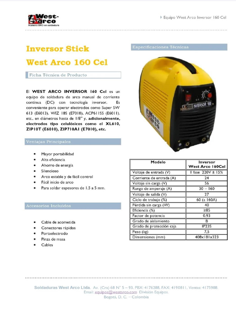 Equipo Inversor West Arco Mini 160 Cel | PDF