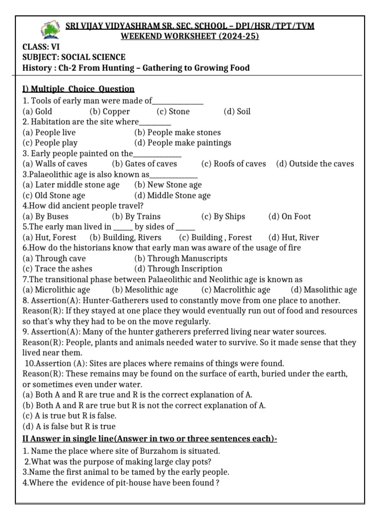 Grade 6 History Ch-2hunters Gatherers and Settled Person | PDF | Stone ...