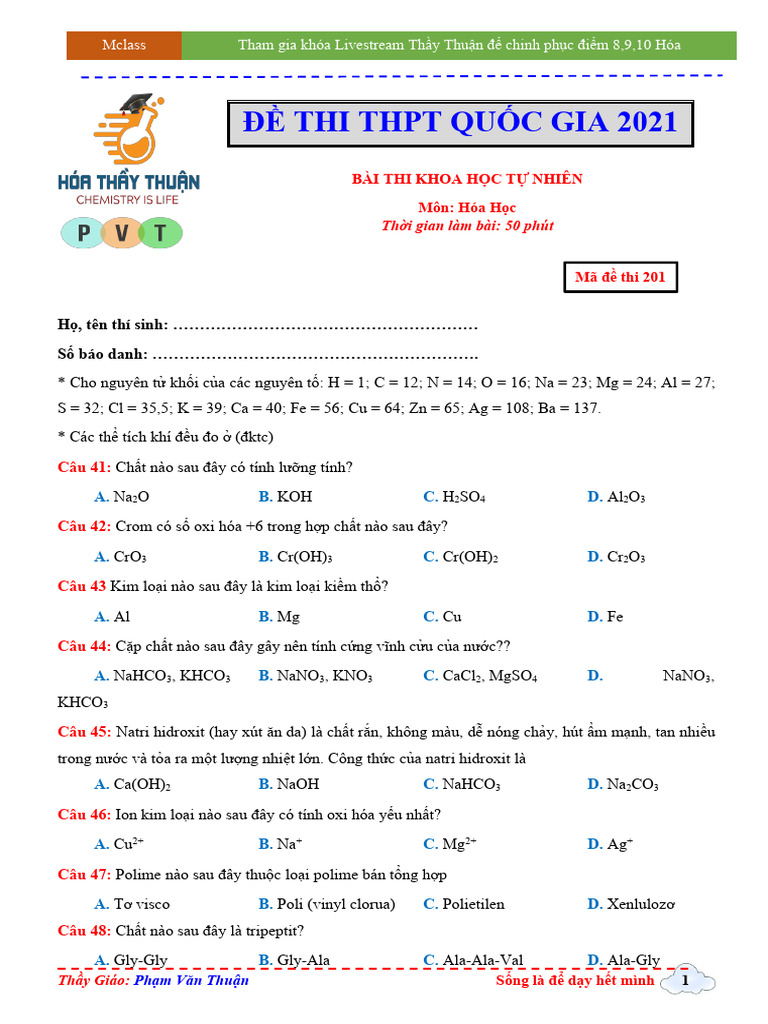 ĐỀ THPTQG 2021 - GIẢI HAY | PDF