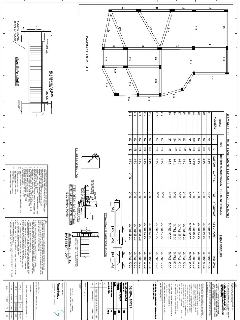 R1 - Parking Floor Plan | PDF | Beam (Structure) | Column