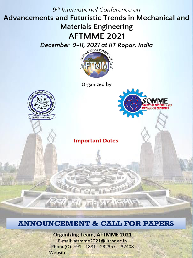 Brochure@AFTMME2021@Final | PDF | Physical Sciences | Engineering