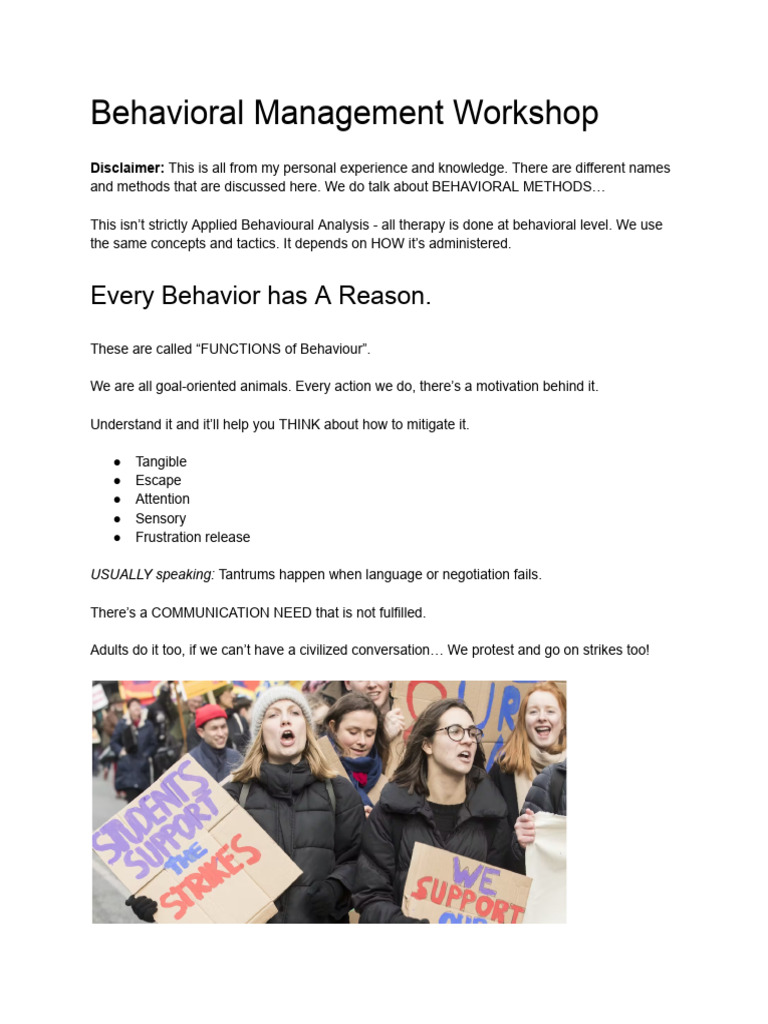 Behavioral Management Workshop | PDF | Behavior | Thought