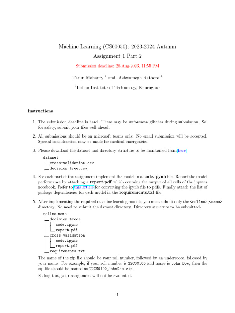 ML Assign1 Part2 2023 | PDF | Statistical Classification | Cross Validation (Statistics)