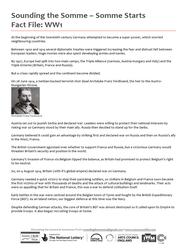 Fact File WW1 | PDF | Western Front (World War I) | German Empire