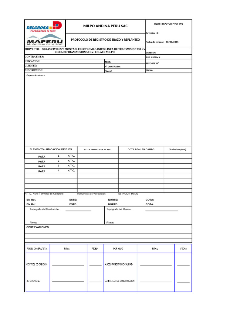DLCR-MLPO-LT-003-Protocolo de Registro de Acero Reforzado | PDF | Topografía | Naturaleza