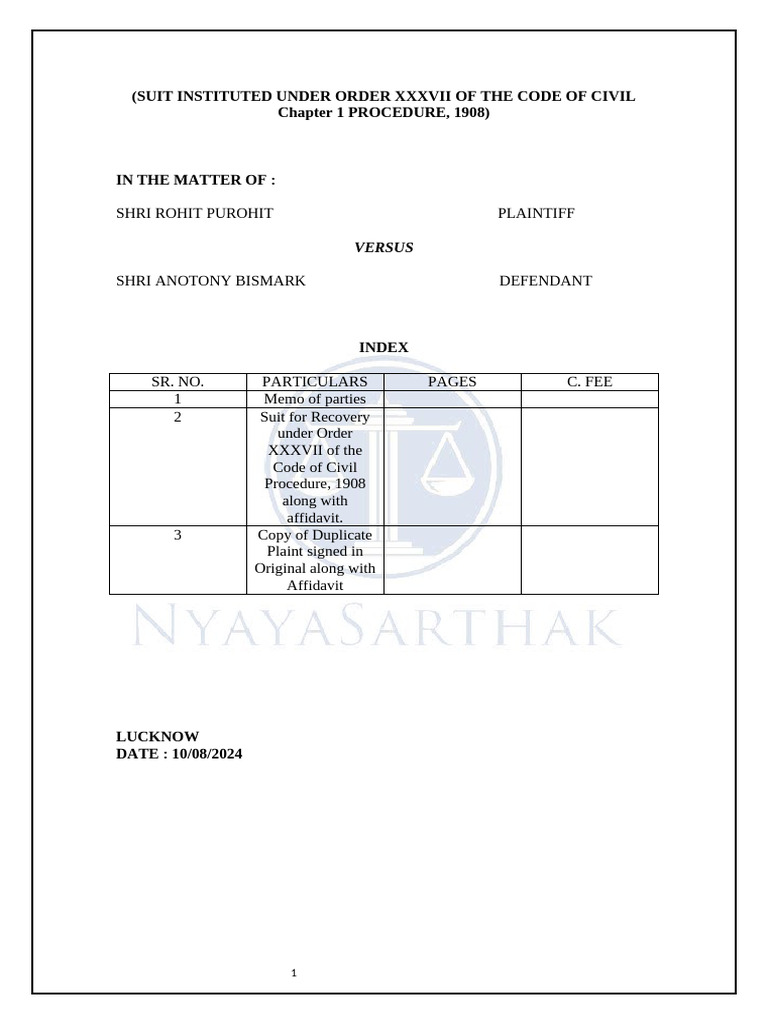 SUMMARY SUIT | PDF | Cheque | Lawsuit