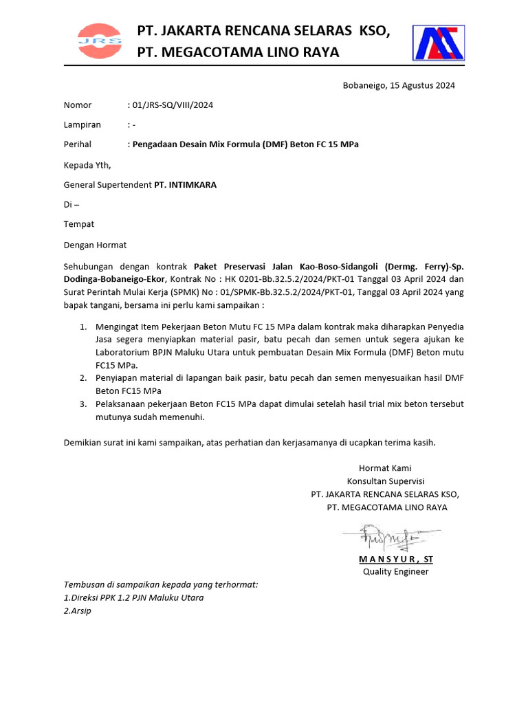 Pengadaan DMF Beton FC 15 MPa | PDF