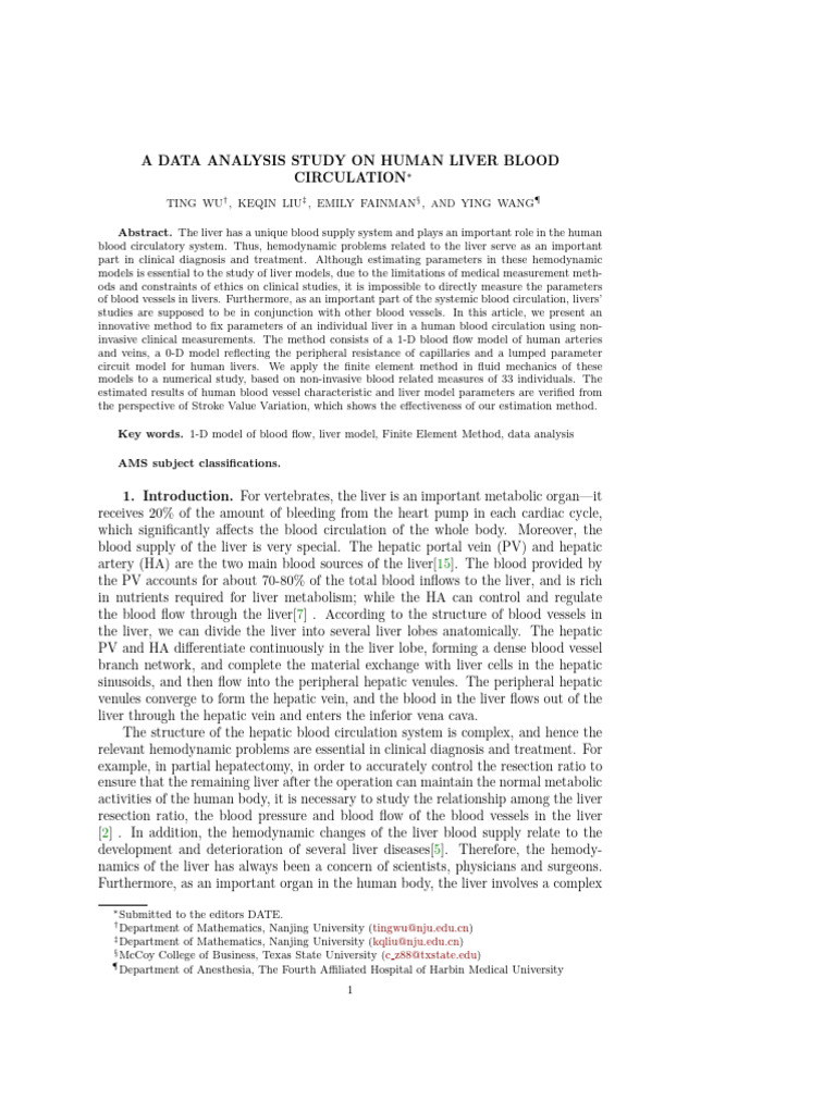 A Data Analysis Study On Human Liver Blood Circula | PDF | Liver ...