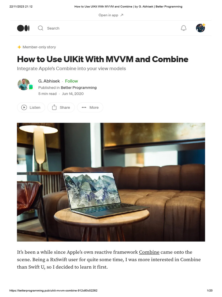 How to Use UIKit With MVVM and Combine _ by G. Abhisek _ Better ... How to Use UIKit With MVVM and Combine _ by G. Abhisek _ Better ...
