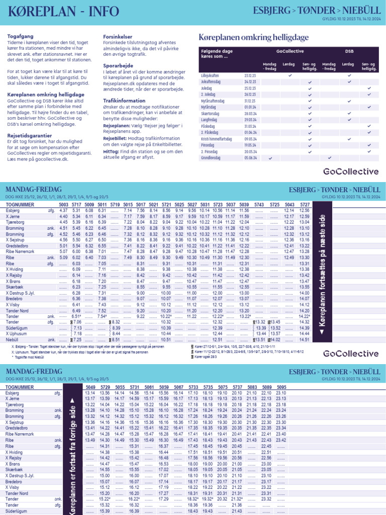 Esbjerg - Tønder - Niebüll - Køreplan K24 & Gyldig Fra 10 December 2023 ...