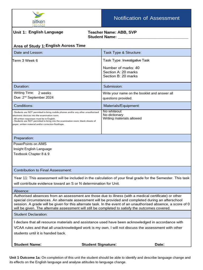 Year 11 English Investigative Task Guide | PDF | Semantics | Linguistics