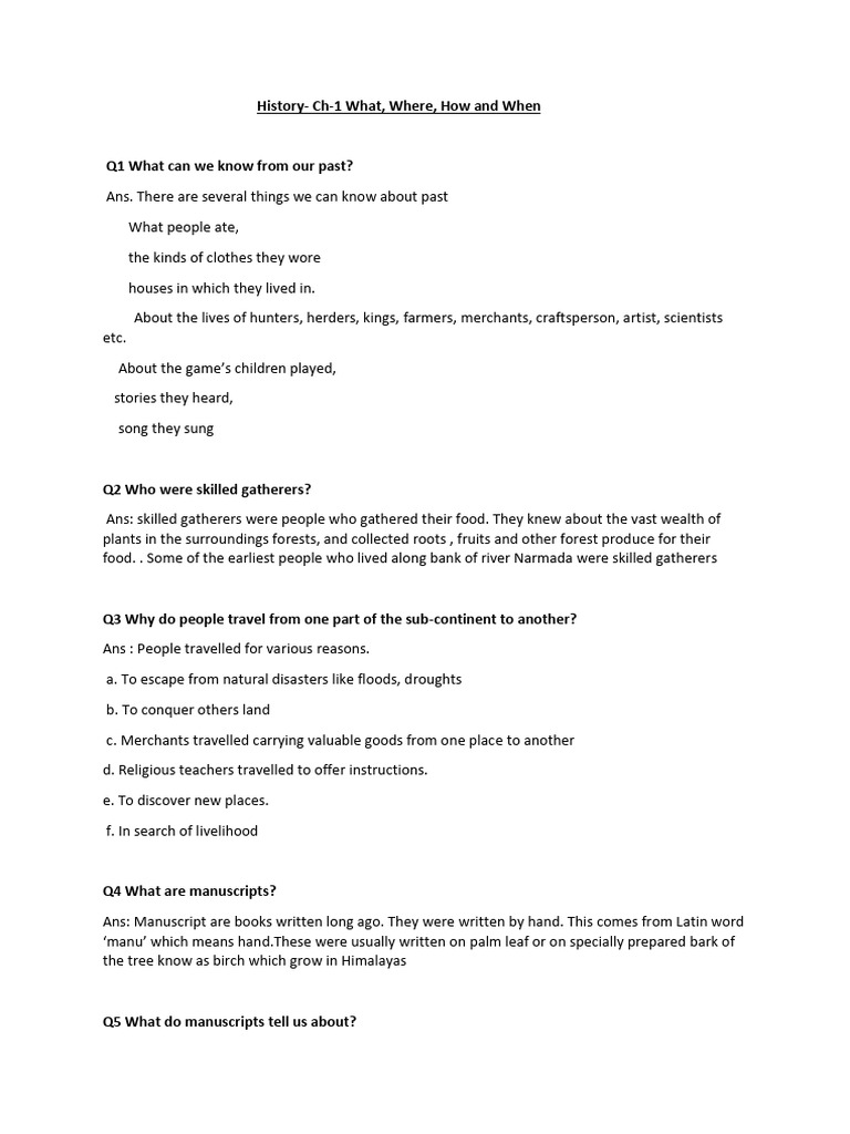 CH 1 History Class 6 Ans | PDF | Epigraphy