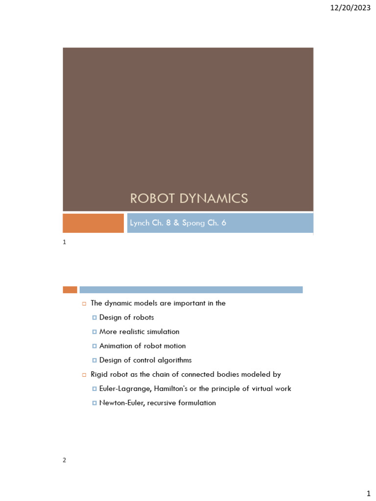 9robot Dynamics Merged | PDF | Momentum | Rotation