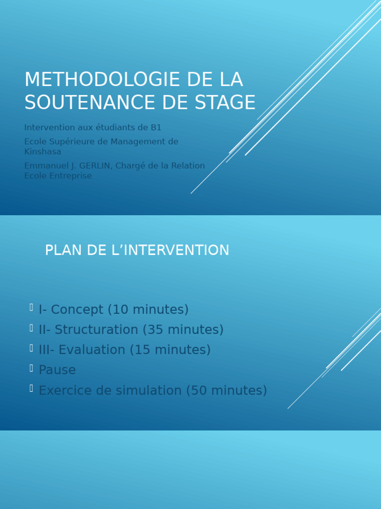 Methodologie de La Soutenance de Stage | PDF