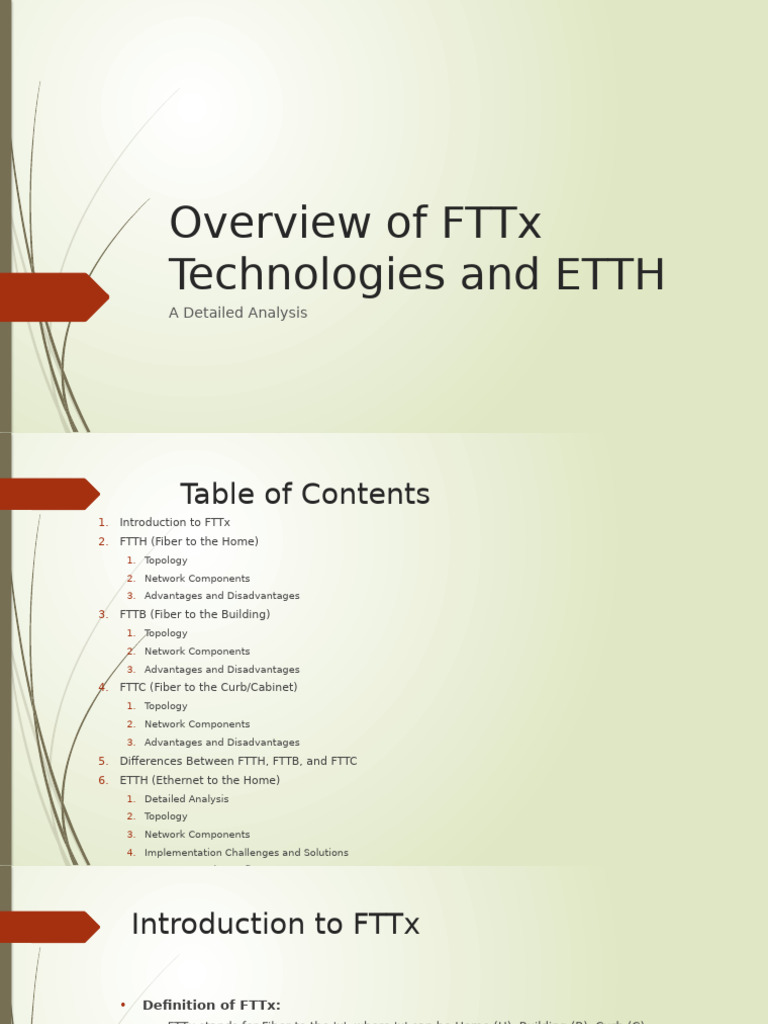 FTTX | PDF | Fiber To The X | Computer Network