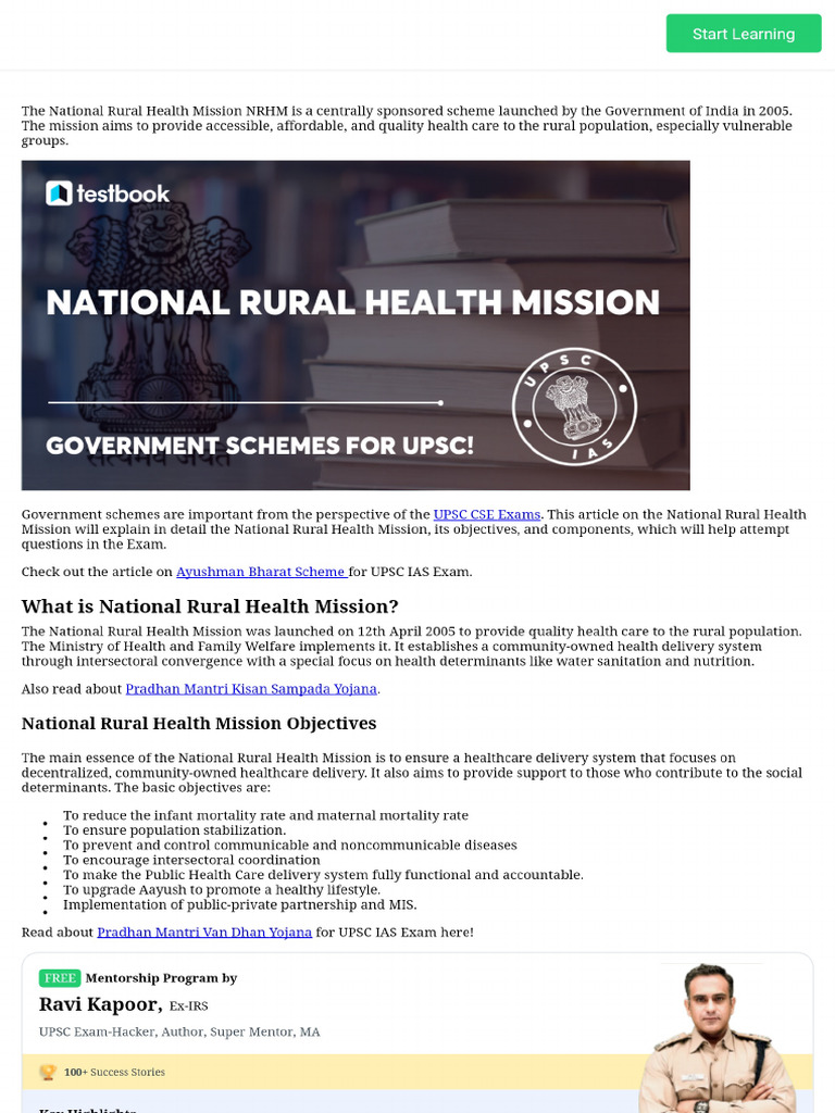 National Rural Health Mission NRHM - Objectives, Benefits & More - UPSC ...