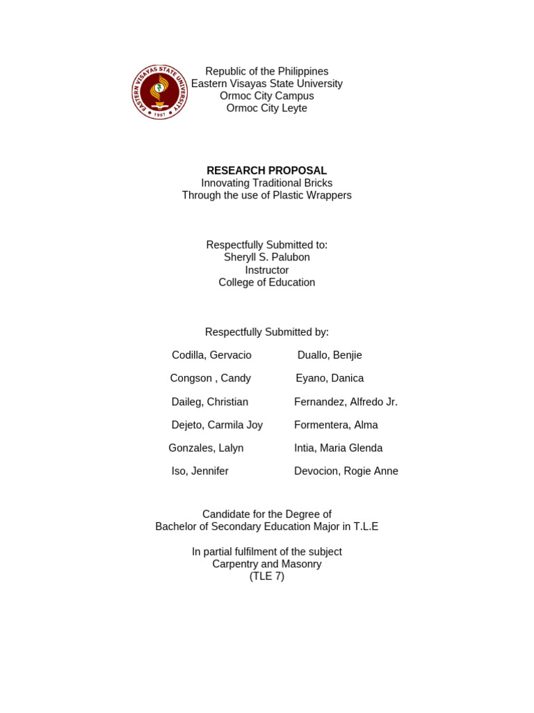 Innovating Traditional Bricks - Research Proposal | PDF | Plastic ...