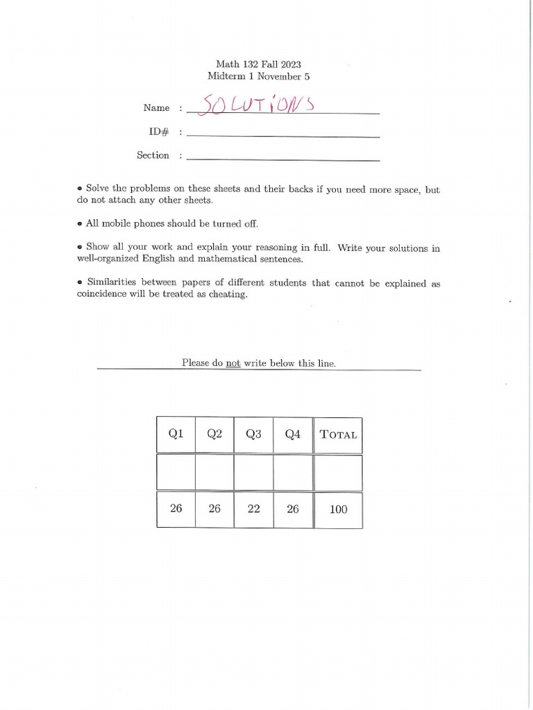 Midterm1 Solutions | PDF