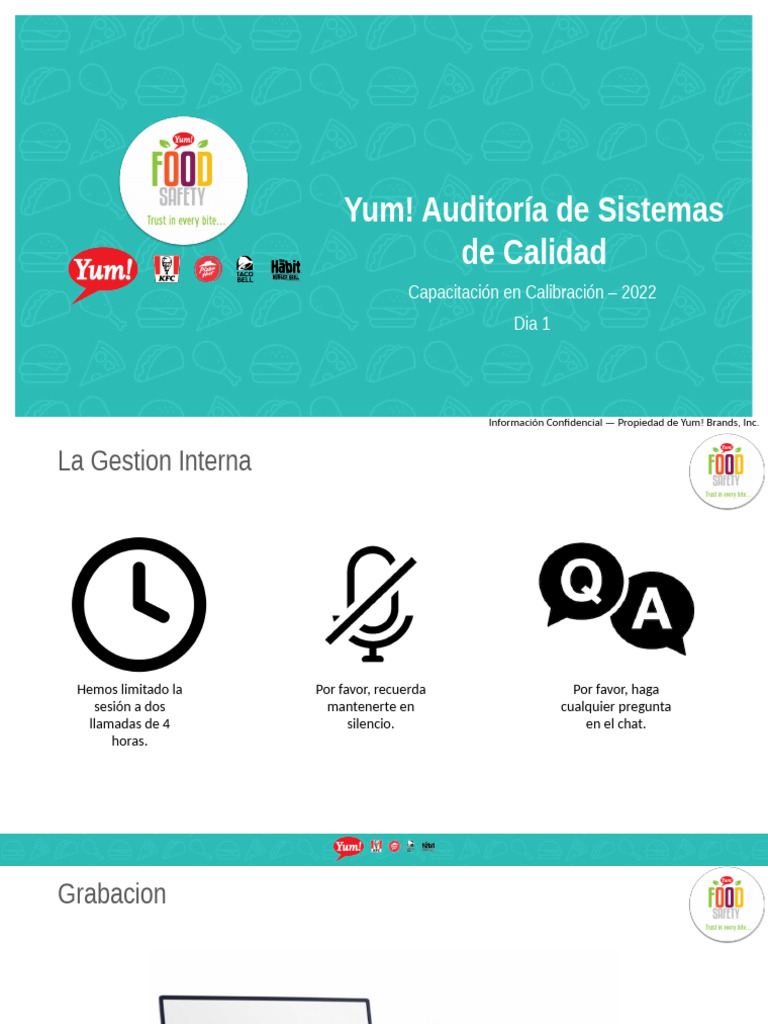 Capacitacion de Modulos QSA de YUM! | PDF | Calidad (comercial ...
