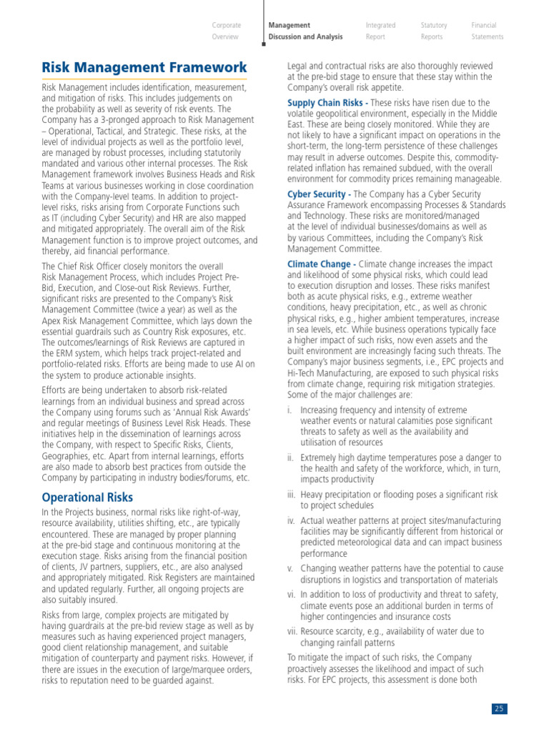 MDA Annexure 00 Risk Management Framework and Internal Controls | PDF | Risk | Internal Control