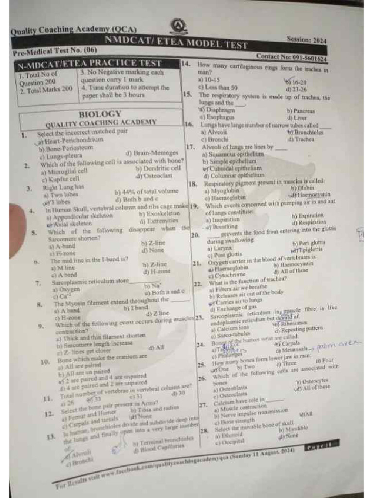 Qca 11 August 2024 With Explanation by Drzee (Zeeshan Khan) | PDF