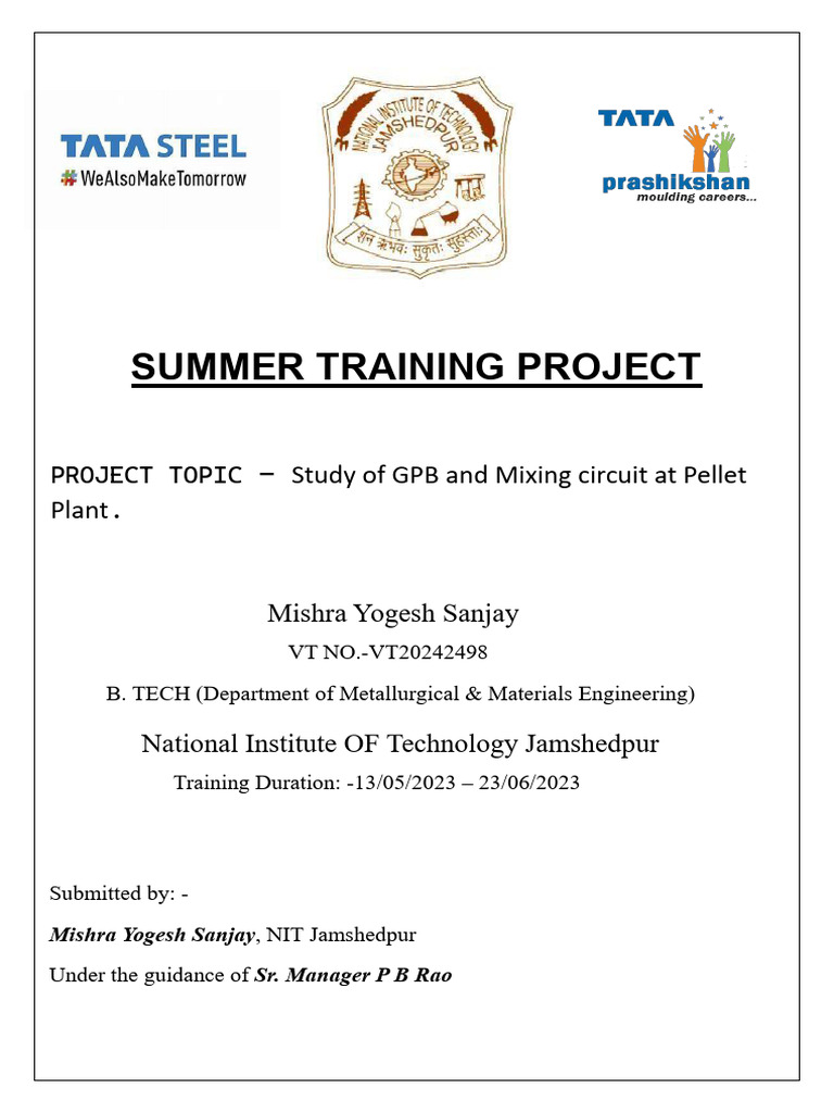 Summer Training Project | PDF | Iron Ore | Iron