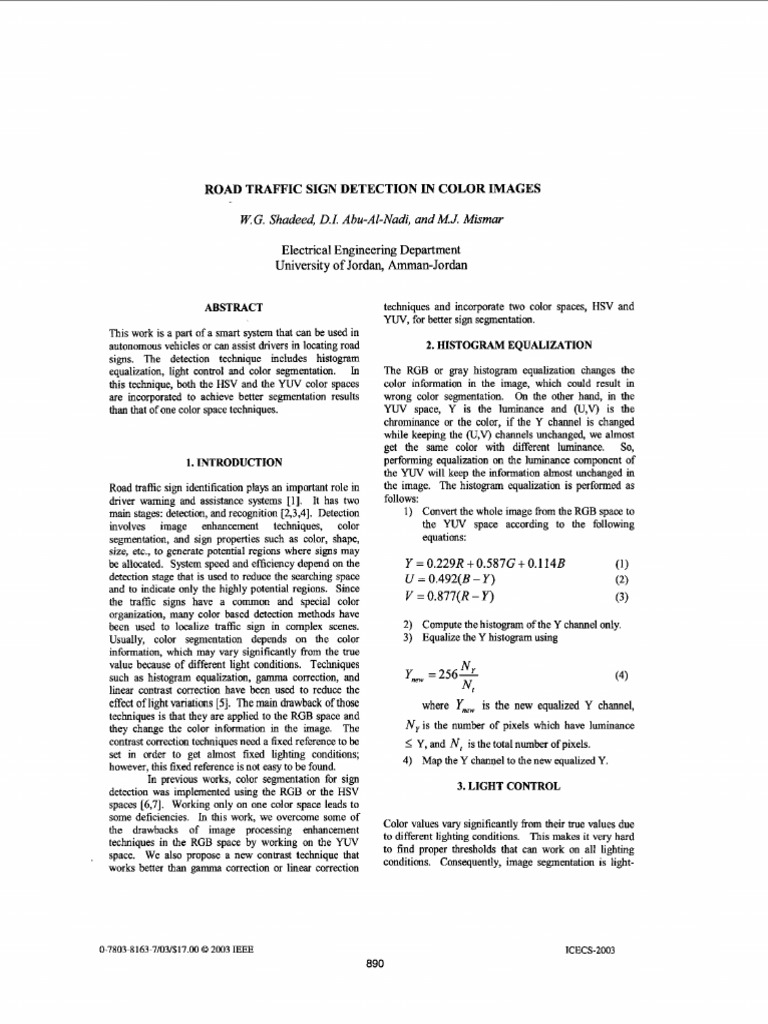 Road Traffic Sign Detection in Color Images | PDF | Rgb Color Model ...