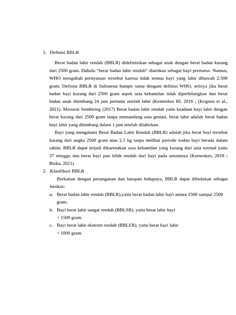 Konsep Teori BBLR FIX | PDF