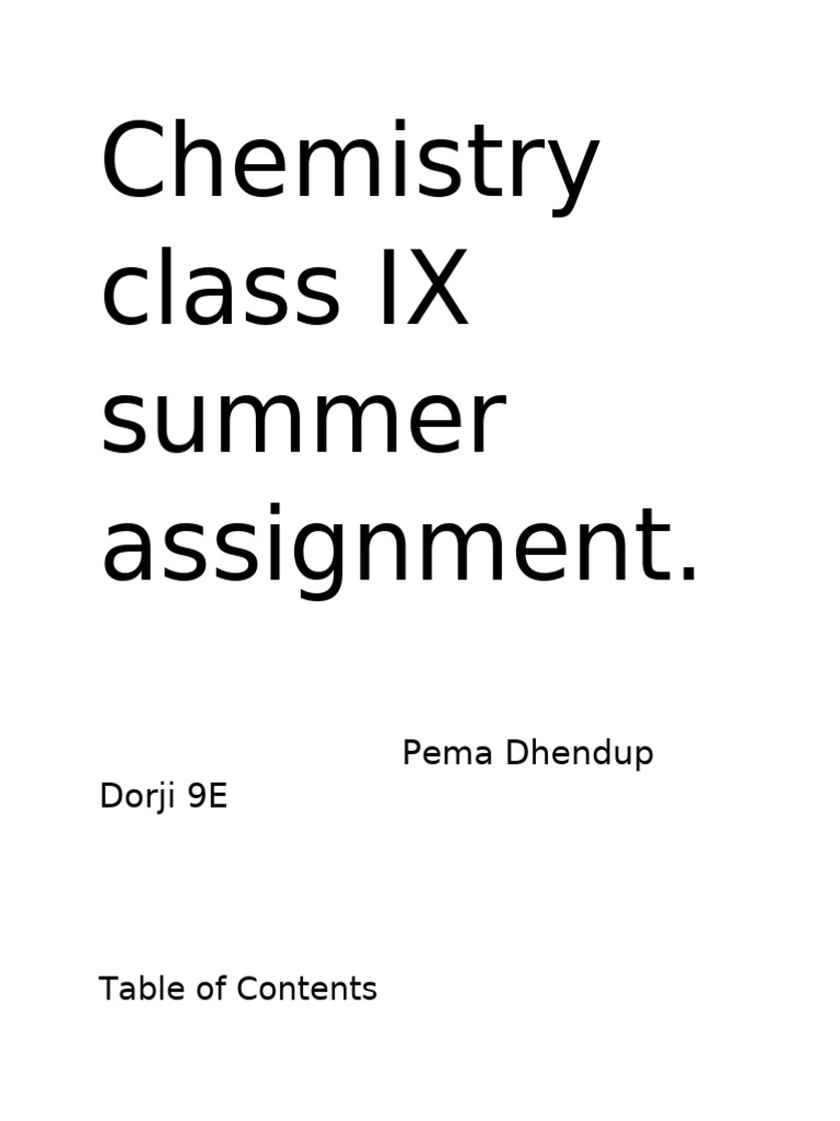 Chemistry Class IX Summer Assignment | PDF | Crystallization | Evaporation