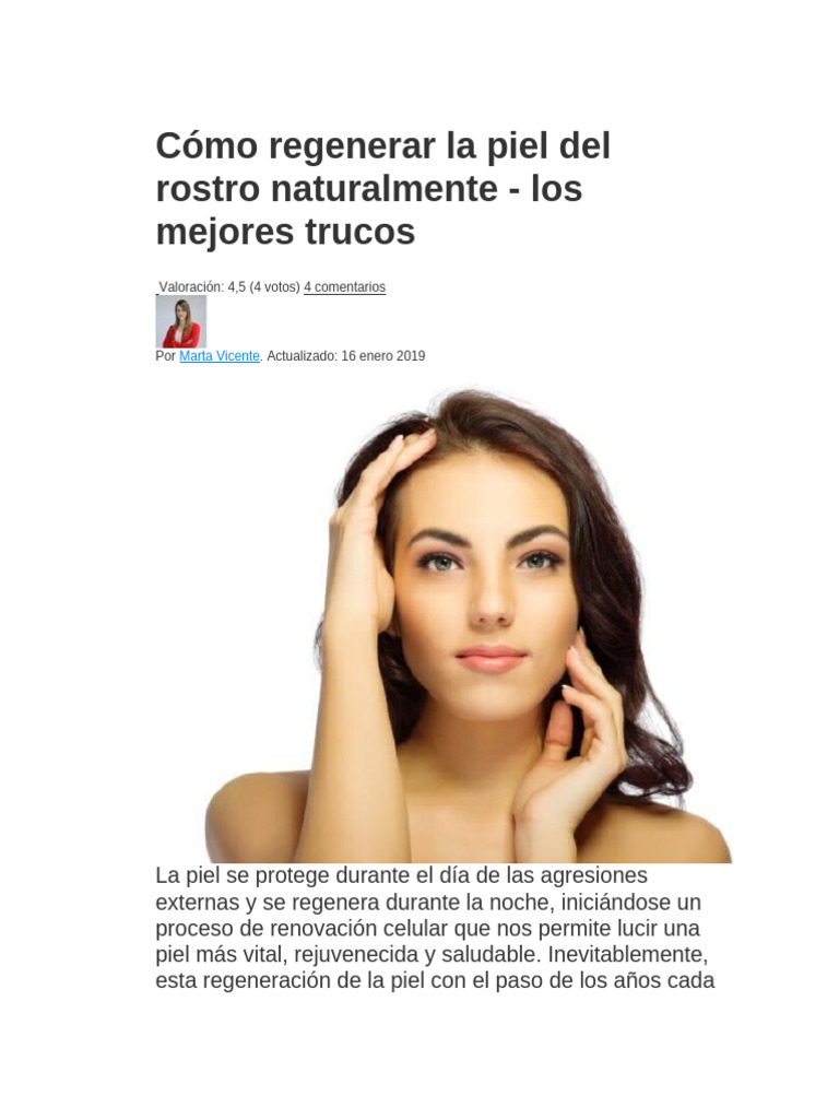 Regenerar la piel del rostro naturalmente | PDF | Alimentos | Piel