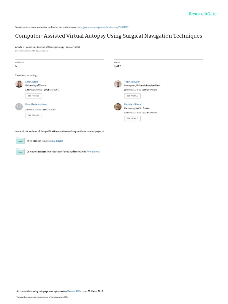 Computer-Assisted Virtual Autopsy Using Surgical Navigation Techniques ...