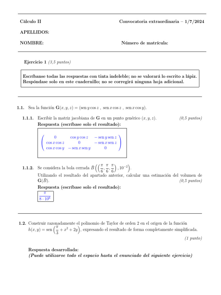 C2 2024 julio Ej. 1_sol_10f39f9d755e4f65e5eba28cfcd270d4 | PDF | Funciones y mapeos | Álgebra