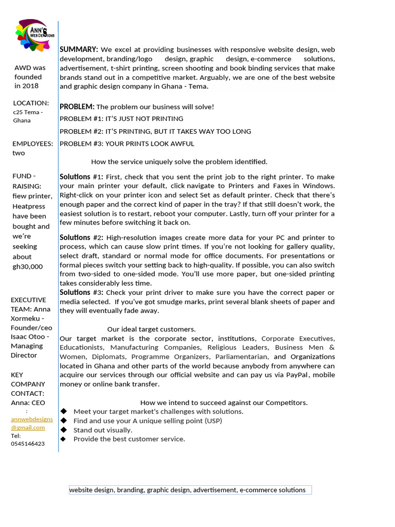 Executive Summary | PDF | Printer (Computing) | Computing