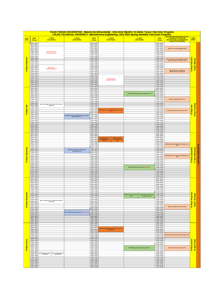 2023 2024 Bahar Donemi Vize Sinav Programi v3 | PDF