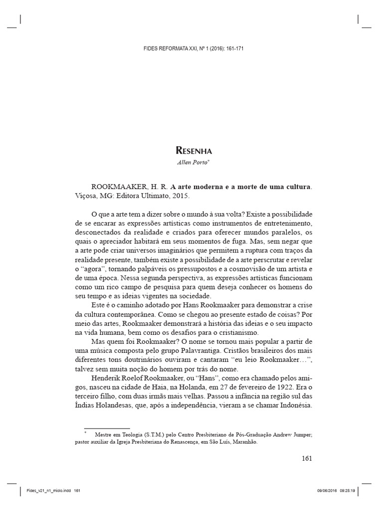 ROOKMAAKER, H. R. A Arte Moderna e A Morte de Uma Cultura. | PDF | Arte ...