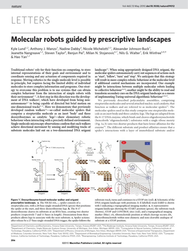 Kyle Lund Et Al - Molecular Robots Guided by Prescriptive Landscapes ...