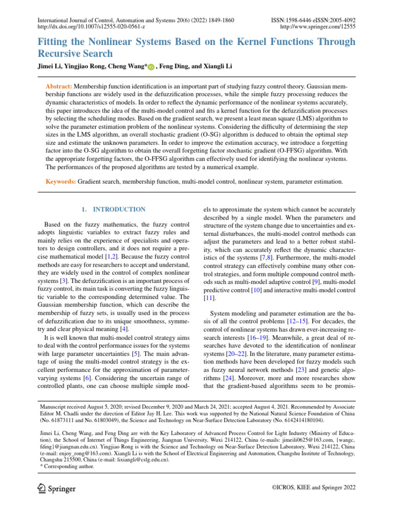Fitting The Nonlinear Systems Based On The Kernel Functions Through Recursive Search | PDF ...