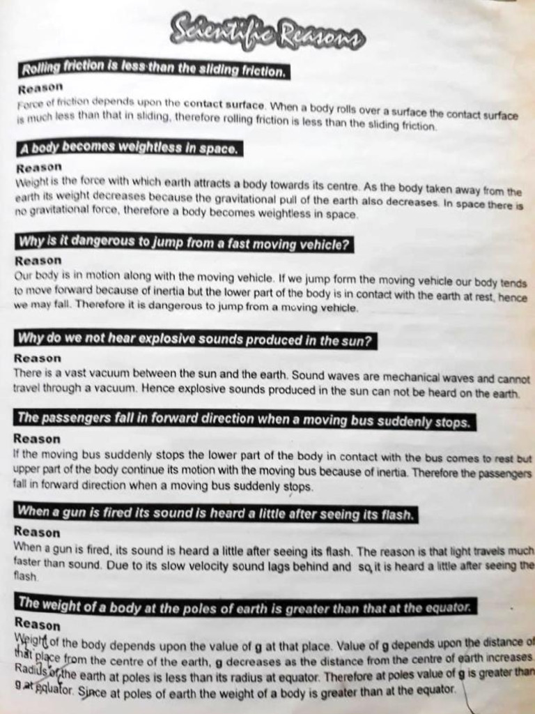 Physics Scientific Reasons | PDF