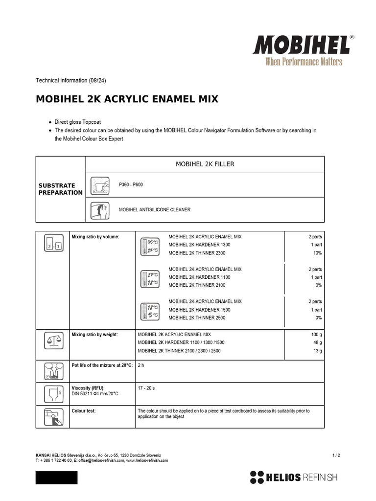 MOBIHEL 2K Acrylic Enamel Mixing Guide | PDF | Secondary Sector Of The ...