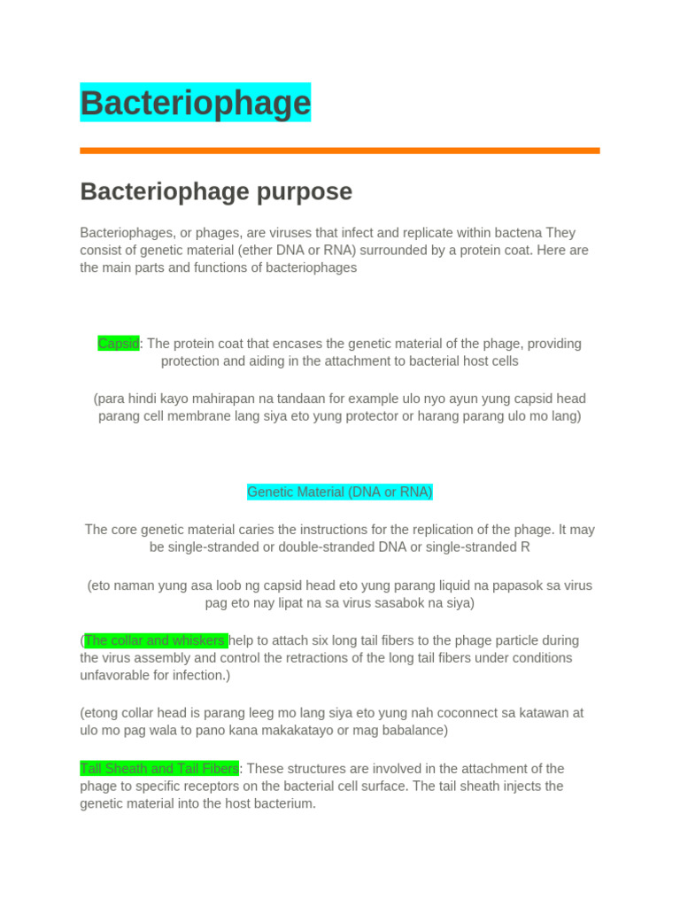 Bacteriophage | PDF | Dna | Cell (Biology)