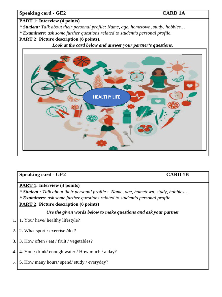 Speaking Card Activities for Interviews | PDF