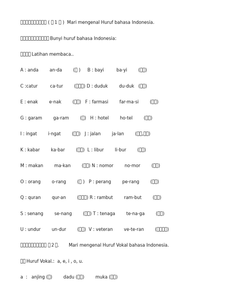 Beginner's Conversational Indonesian: Levels 1-15 | PDF