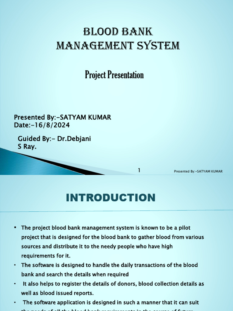 Blood Bank Management System Final PPT by aman | PDF | Php | Computing